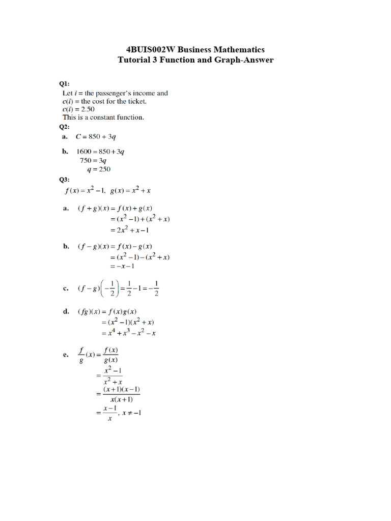 Tutorial 3 Function and Graph Answers | PDF