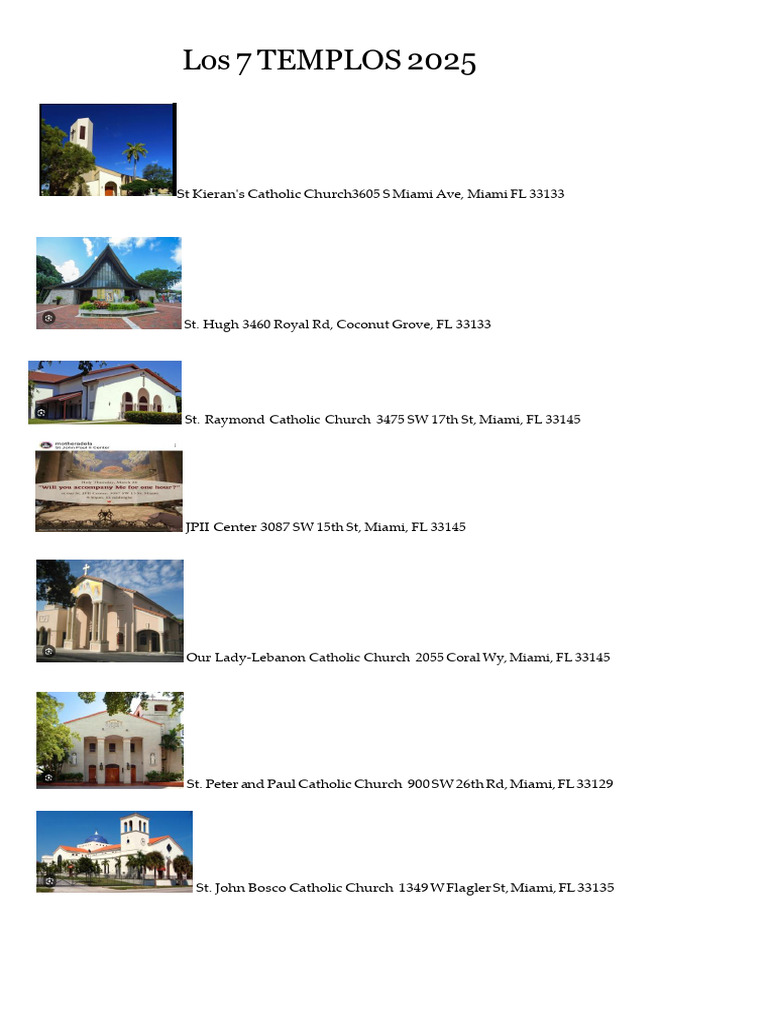 7 Catholic Churches in Miami 2025 | PDF