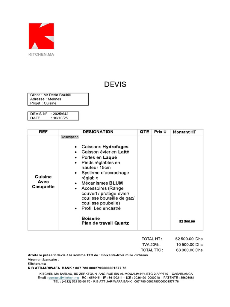 Devis MR Boukili Reda | PDF