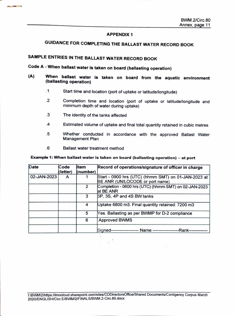 Ballast Water Guidance Balearia | PDF | Water