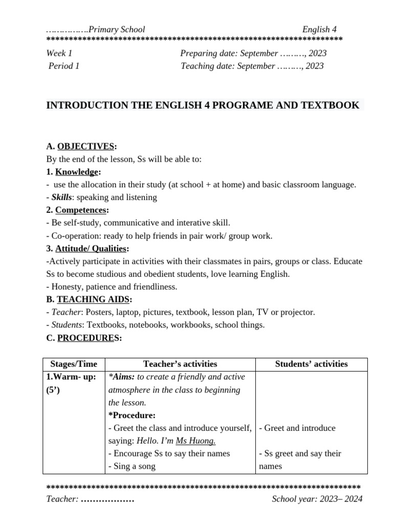 English 4 Curriculum Overview | PDF | Teachers | Lesson Plan