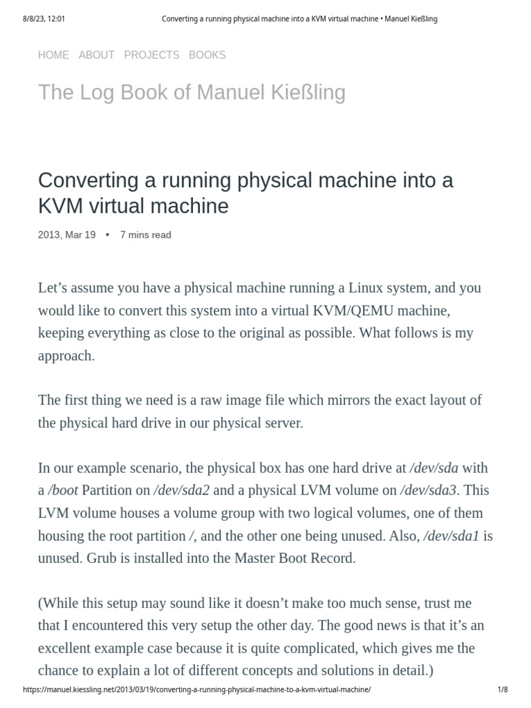 Converting A Running Physical Machine Into A KVM Virtual Machine ...