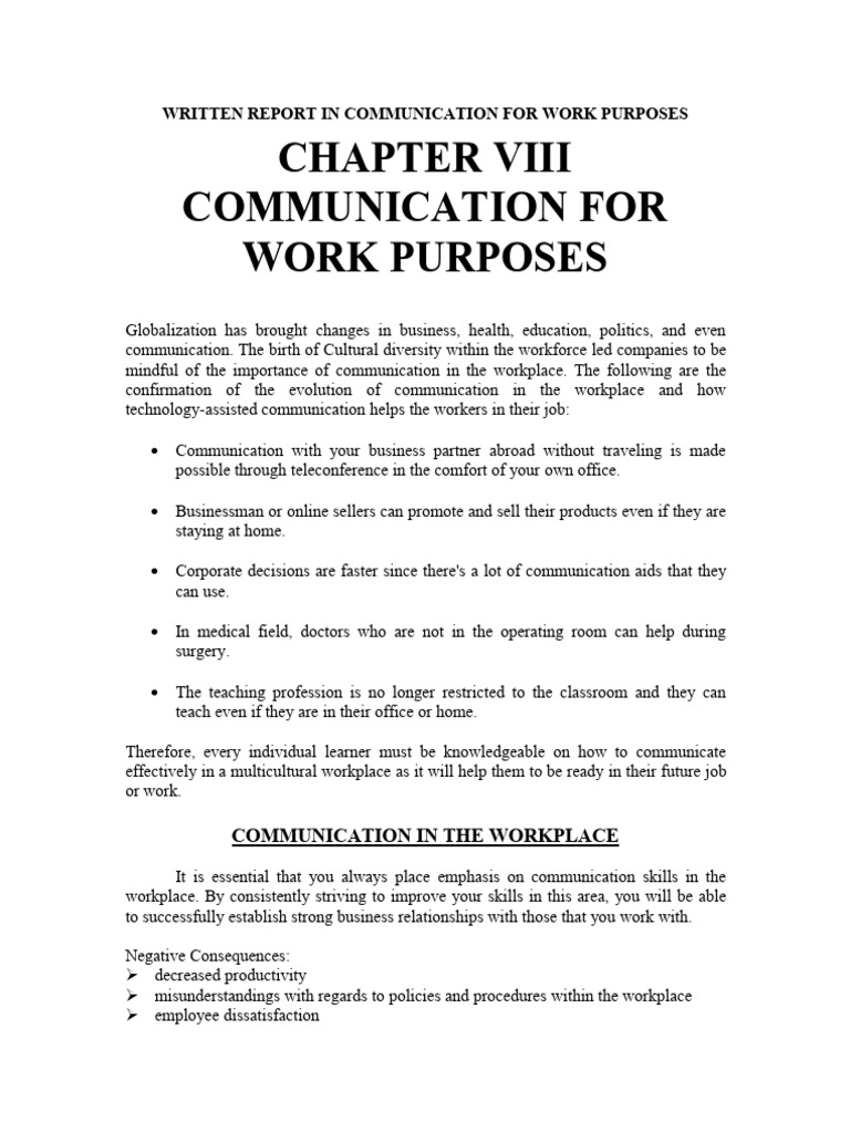 Chapter 8 Communication For Work Purposes | PDF | Communication ...