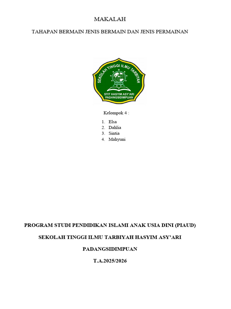 Tahapan Bermain Jenis Bermain Dan Jenis Permainan | PDF