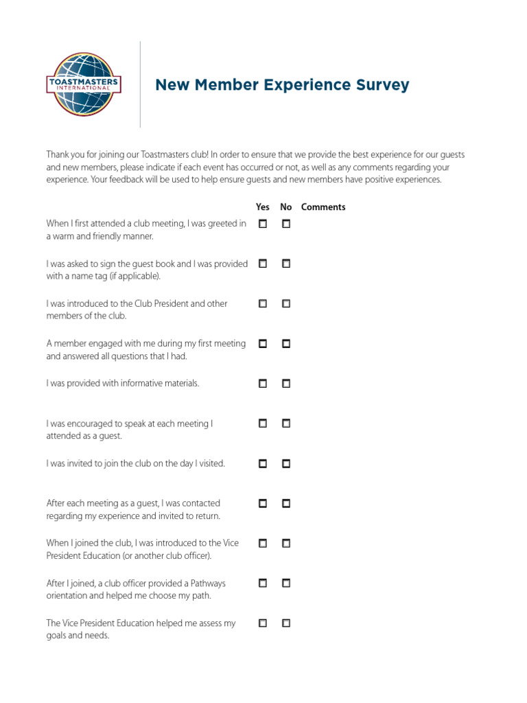 491 New Member Experience Survey FF | PDF