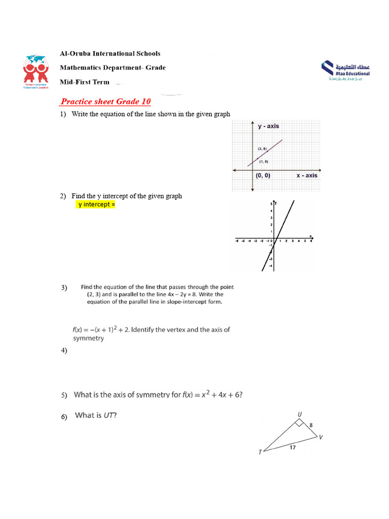 Practice Sheet Grade 10 2 | PDF