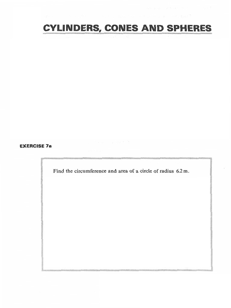 Cylinders, Cones and Spheres - 4A | PDF