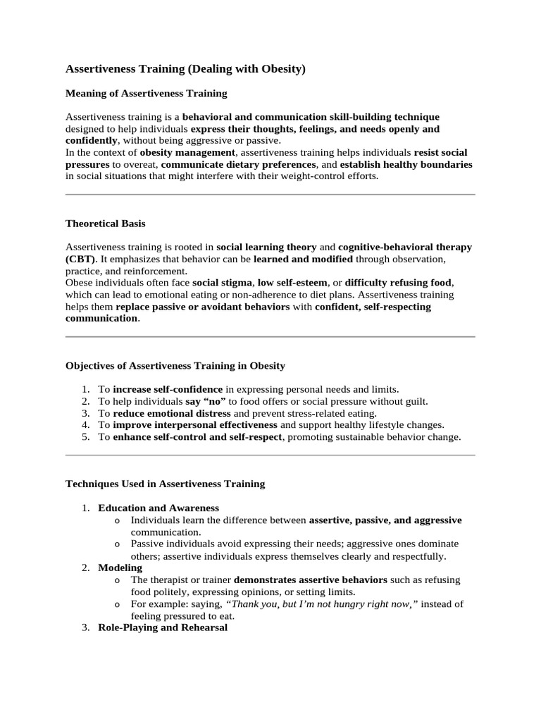 Assertiveness Training | PDF | Cognitive Behavioral Therapy | Self Esteem