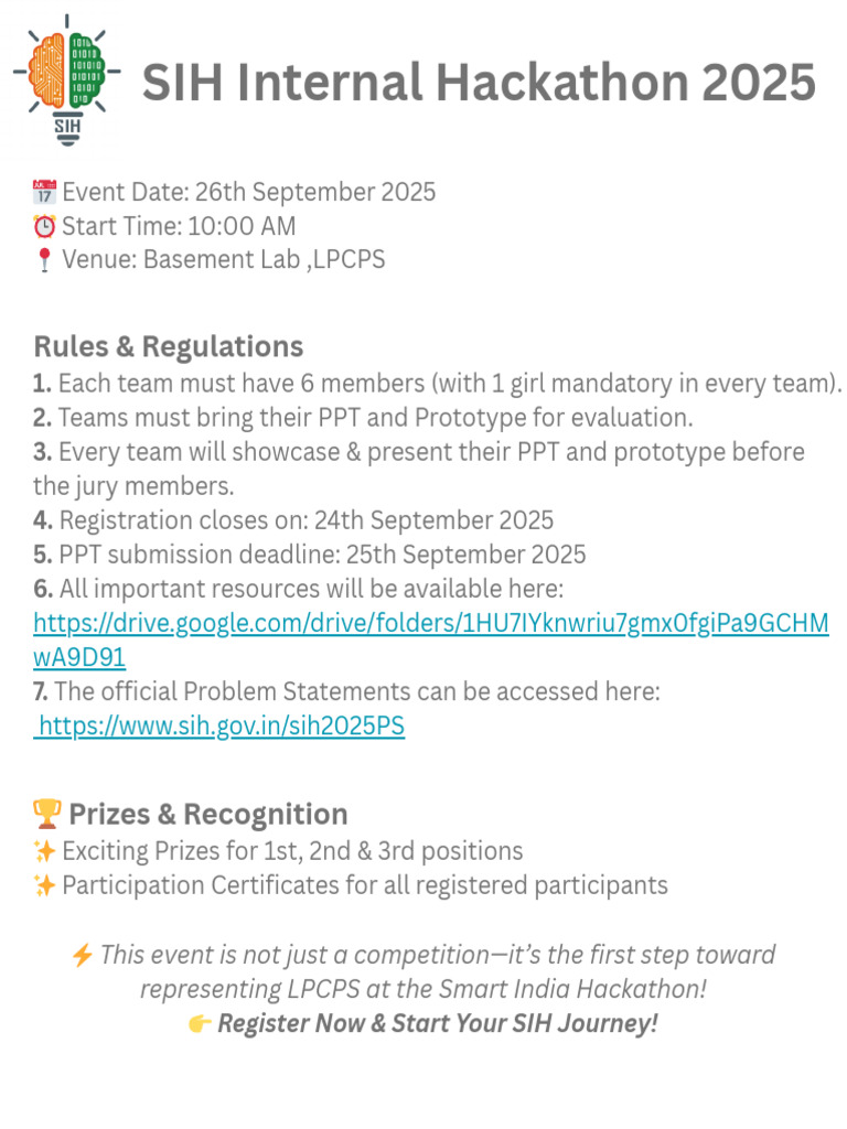 SIH 2025 Hackathon Details & Dates | PDF