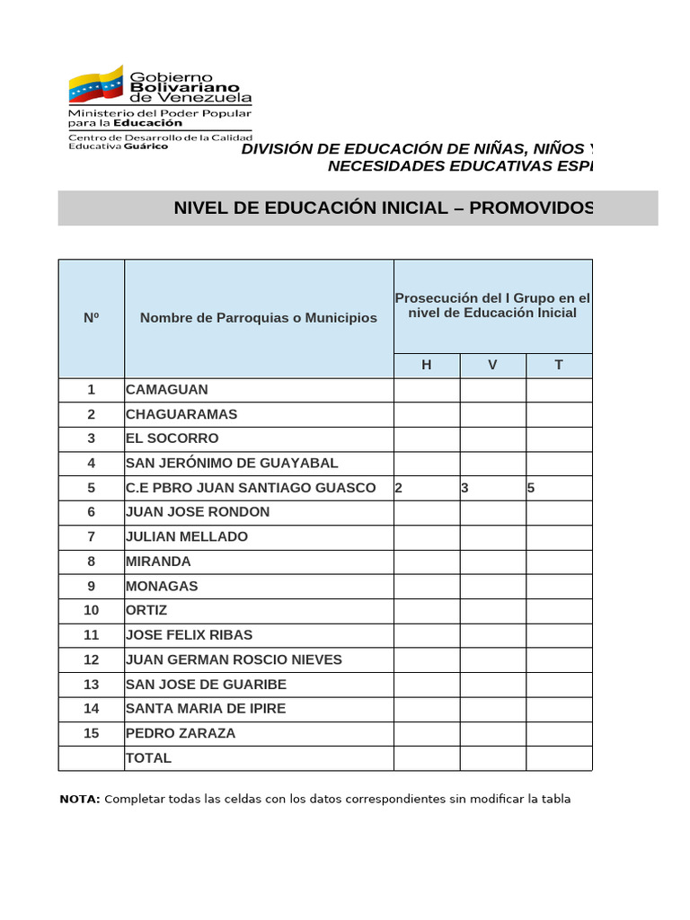 Formato Inicial Promovidos y No Promovidos Año Escolar 2024-2025 | PDF