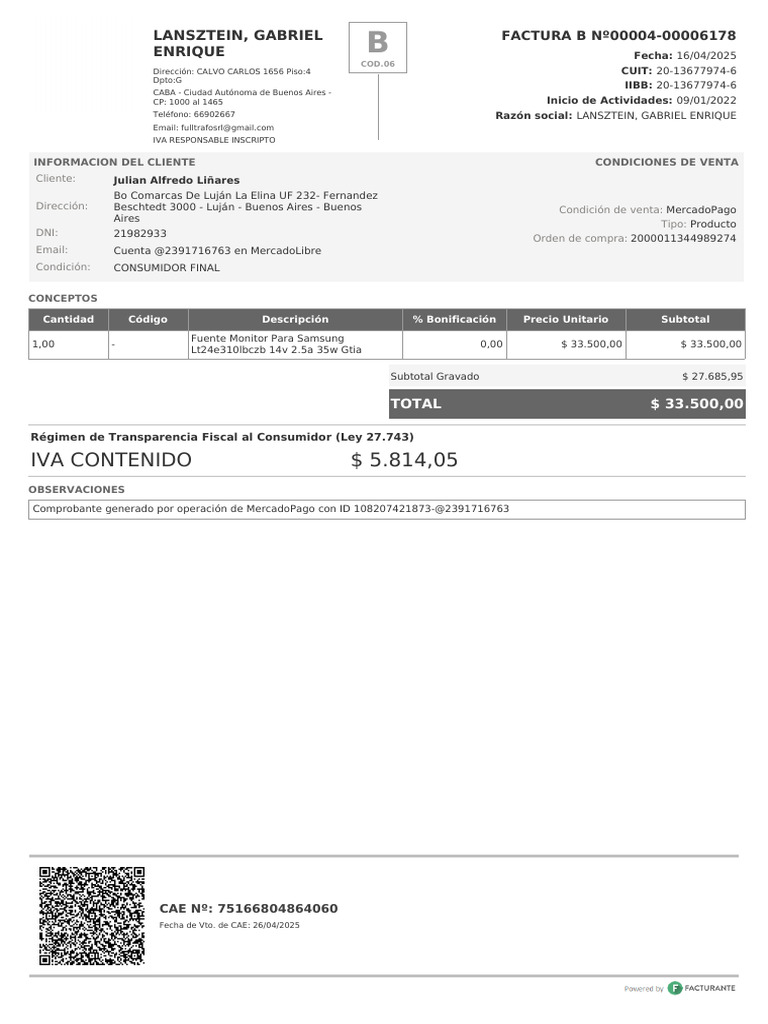 Fuente Monitor Para Samsung Lt24e310lbczb 14v 2 5a 35w Gtia | PDF