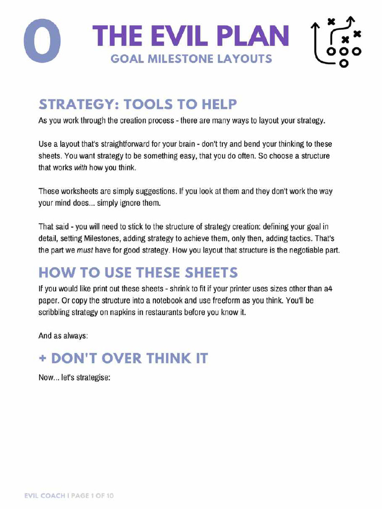0 - Evil Coach - Evil Plan - Strategy Layouts Worksheet | PDF
