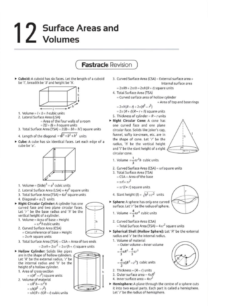 STD X UT 6 Surface Area& Volume QB | PDF