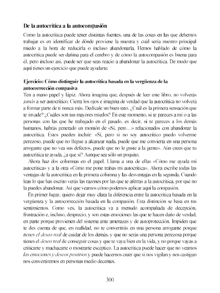 De La Autocrítica A La Autocompasión - Paul Gilbert | PDF