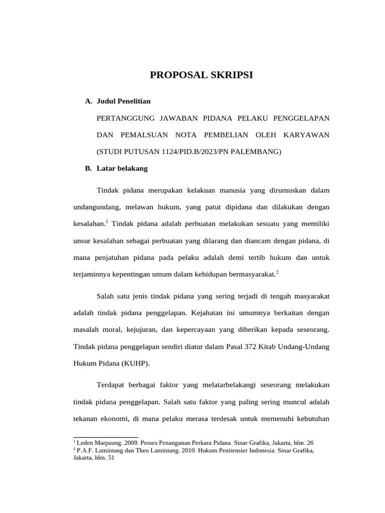 Pertanggungjawaban Pidana Penggelapan Karyawan | PDF