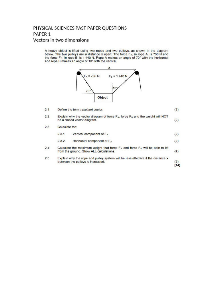 Physical Sciences Past Paper Questions | PDF