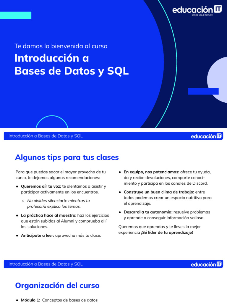 Curso Base de Datos y SQL | PDF | SQL | Bases de datos