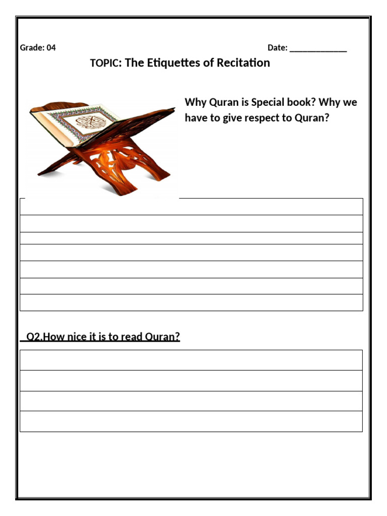 Quran Recitation Etiquette for Kids | PDF