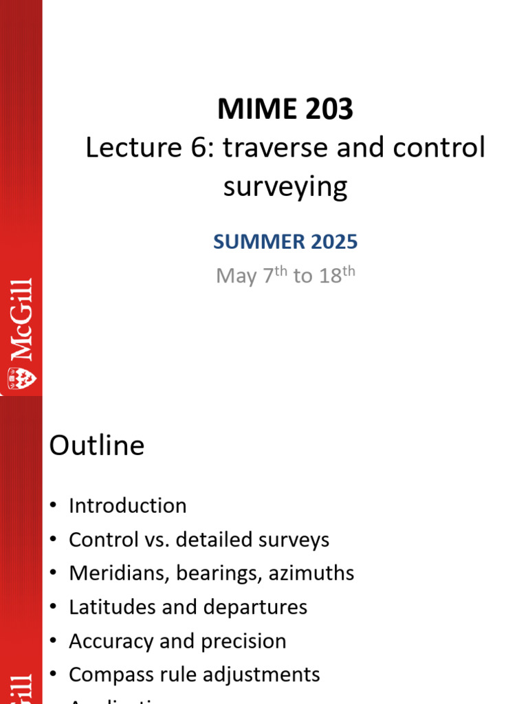 MIME 203 006 Traverses Control 2025 Answers | PDF | Surveying | Azimuth