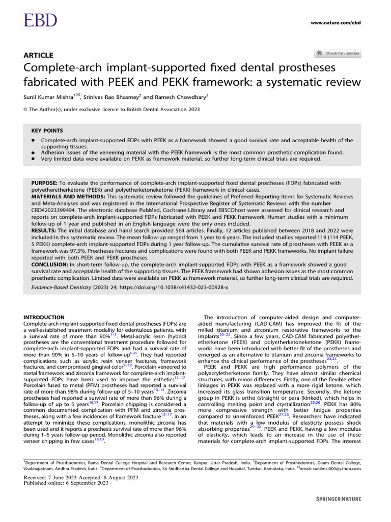 PEEK vs PEKK in Dental Prostheses Review | PDF | Systematic Review ...