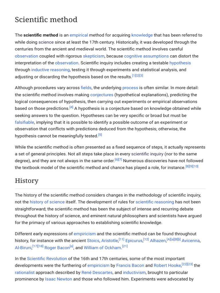 Scientific Method - Wikipedia (1) | PDF | Scientific Method | Hypothesis