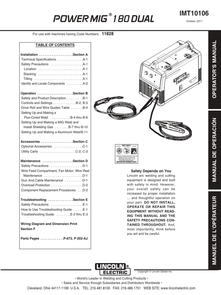 Power MIG 180 Operator's Manual | PDF | Welding | Construction