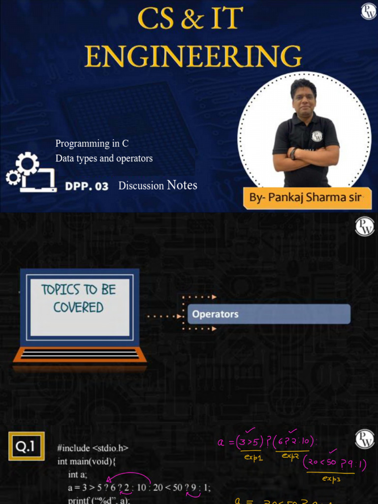 Programming in C Data Types and Operators: Discussion | PDF