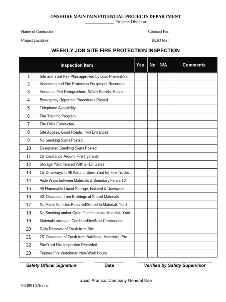 L6.14 Job Site Fire Protection Inspection | PDF