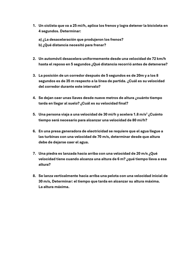Ejercicios de Clase Mru - Mrua Alumnos | PDF