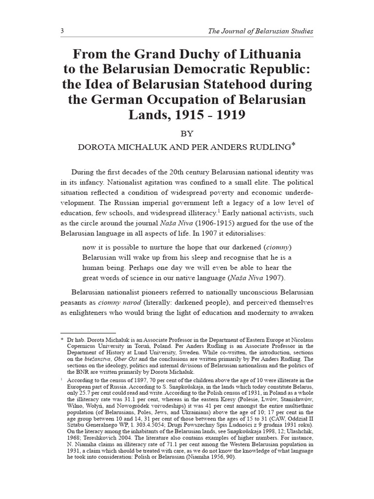 From The Grand Duchy of Lithuania To The Belarusian Democratic Republic ...