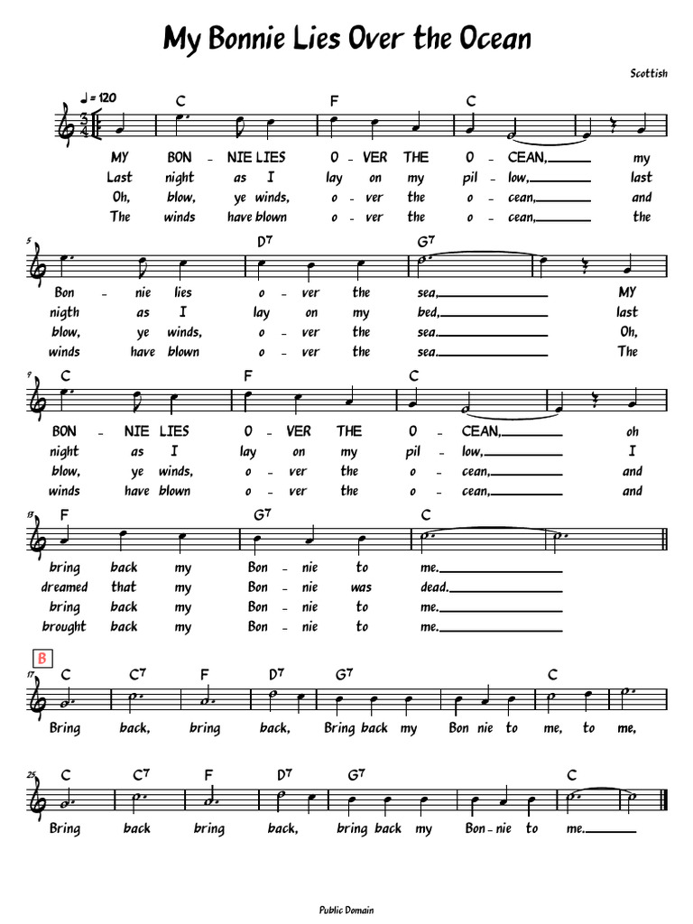 My Bonnie Lies Over the Ocean Lyrics | PDF | The Beatles Songs