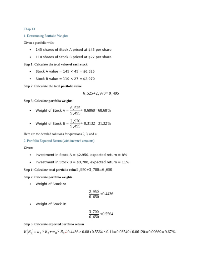 Portfolio Weights and Expected Returns Guide | PDF | Capital Asset ...