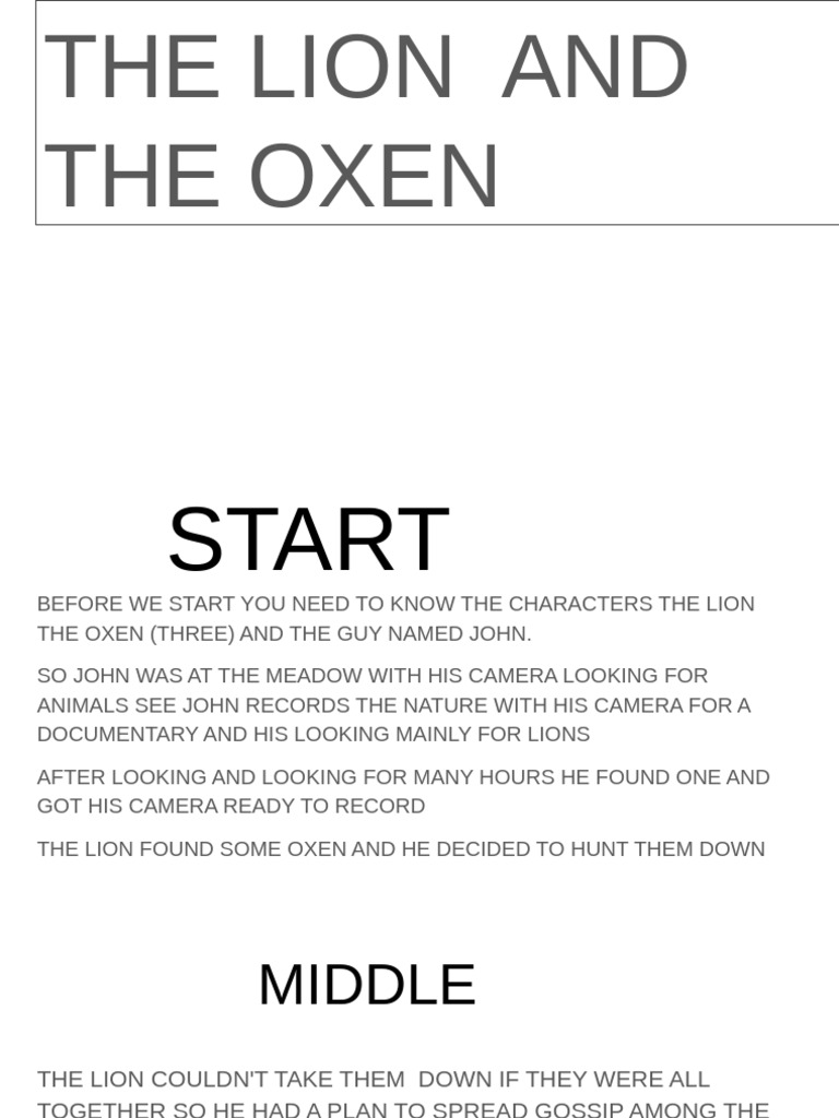 The Oxen and The Lion | PDF