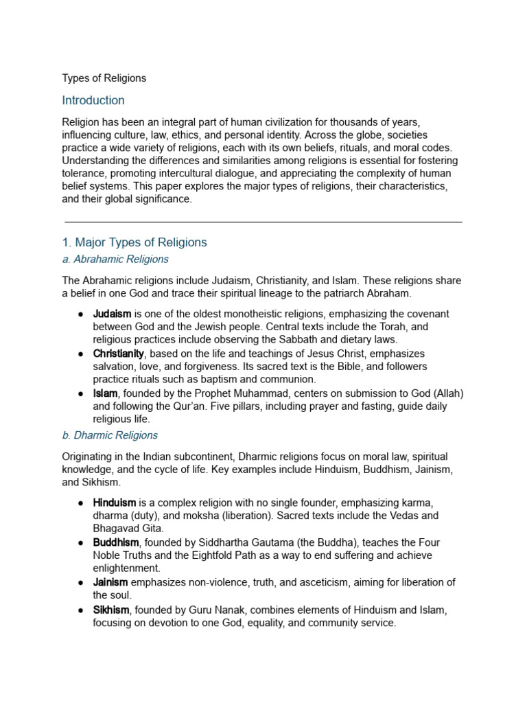 Types of Religions Paper | PDF | East Asian Religions | Spirituality