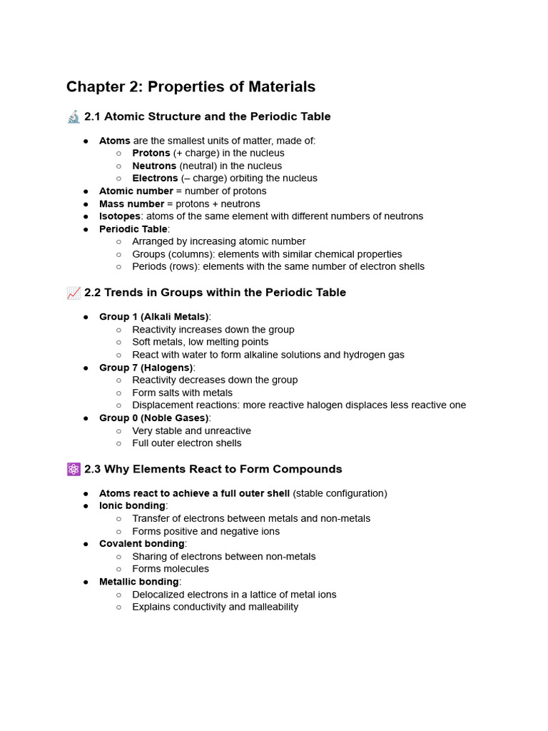Chapter 2 - Properties of Materials | PDF | Salt (Chemistry) | Periodic ...