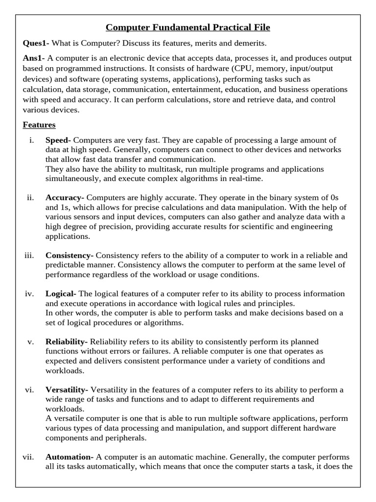 Computer Fundamental Practical File | PDF | Central Processing Unit ...