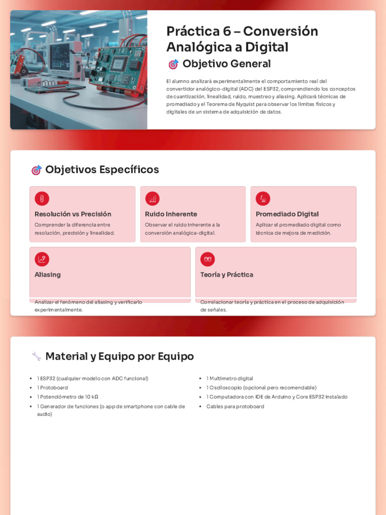 Práctica 6 - Conversión Analógica A Digital | PDF | Conversor analógico a digital | Señal analoga