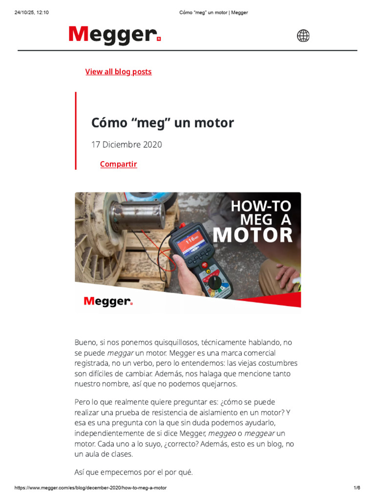 Cómo "Meg" Un Motor - Megger | PDF | Resistor | Motores