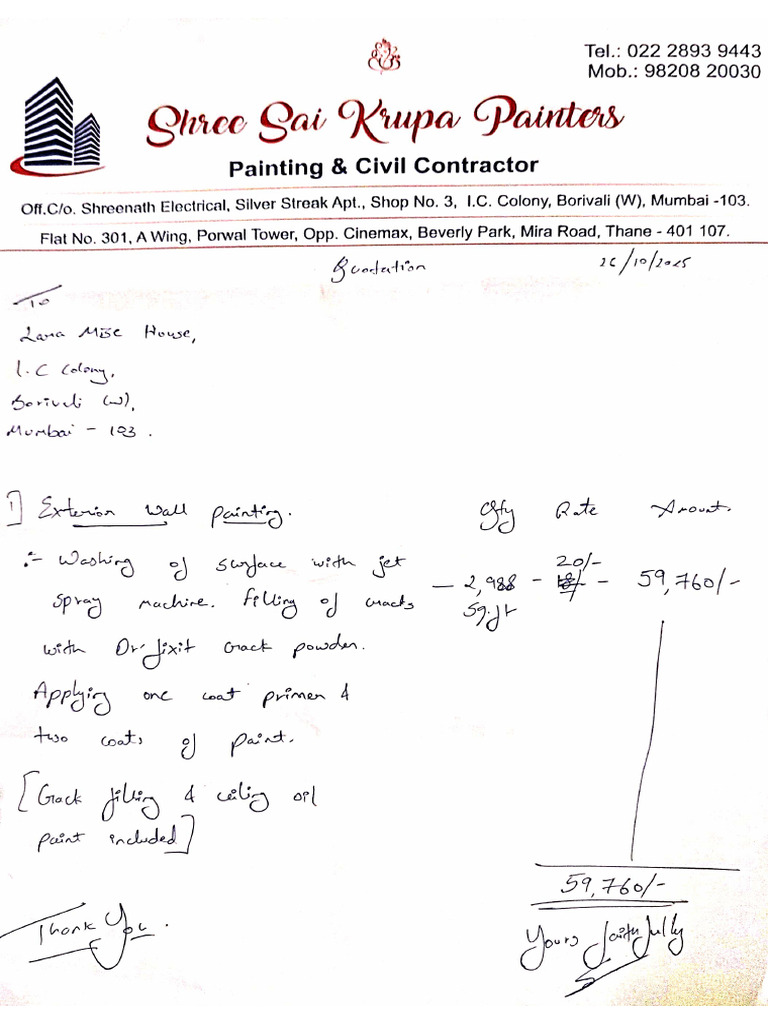 Exterior Wall Painting Quotation | PDF