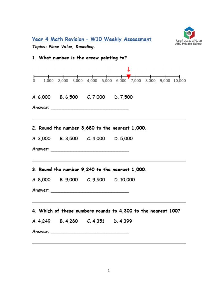Math Weekly Assesment Revision Paper | PDF | Subtraction | Chess