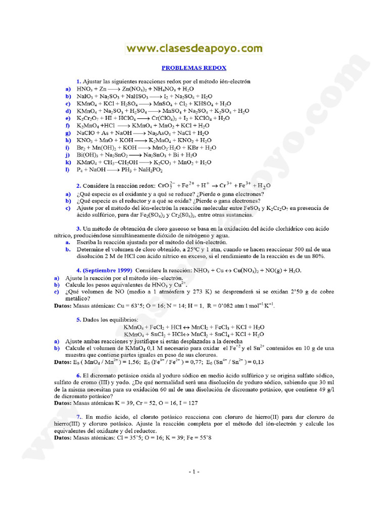 Activitats Extra Redox | PDF