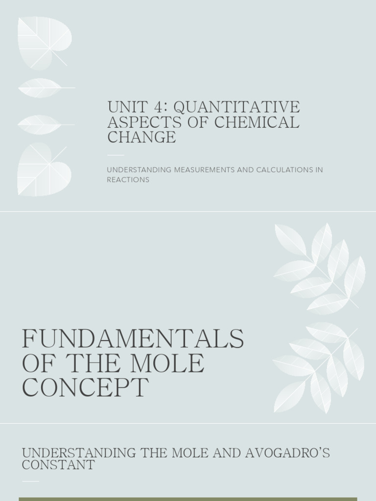 Unit 4 Quantitative Chemical Change | PDF | Mole (Unit) | Stoichiometry