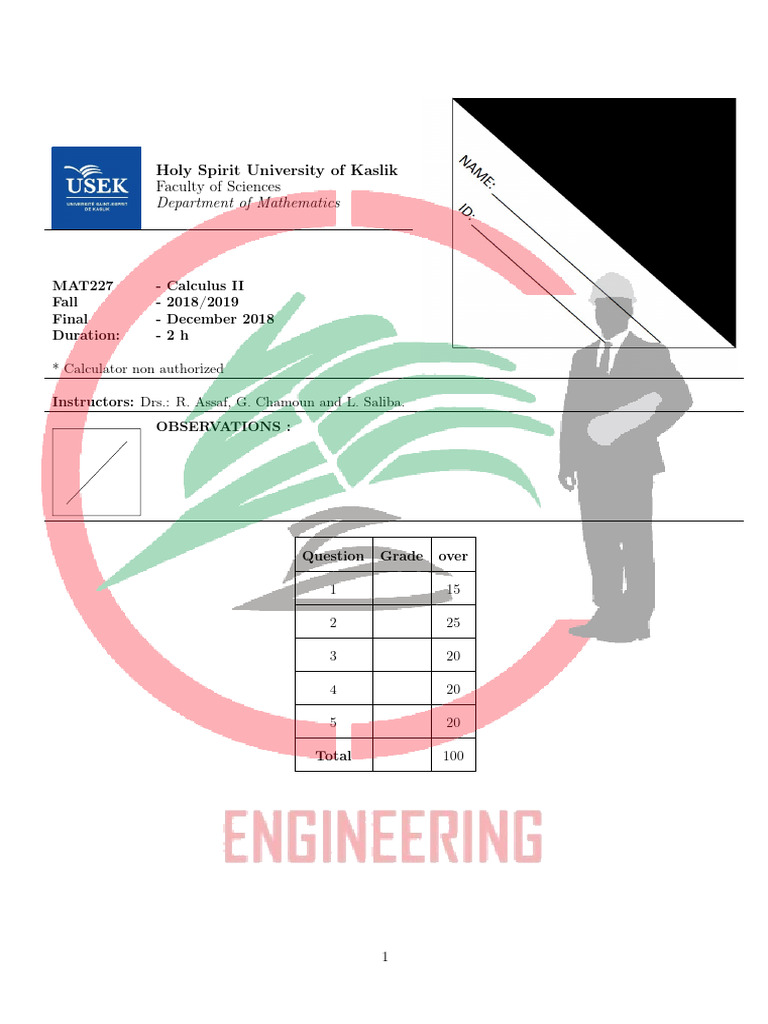 MAT227 Calculus 2 Final 2018 2019 | PDF | Fourier Series | Power Series