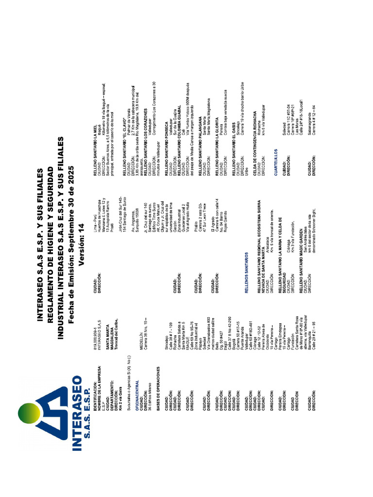 Reglamento de Higiene V14 | PDF