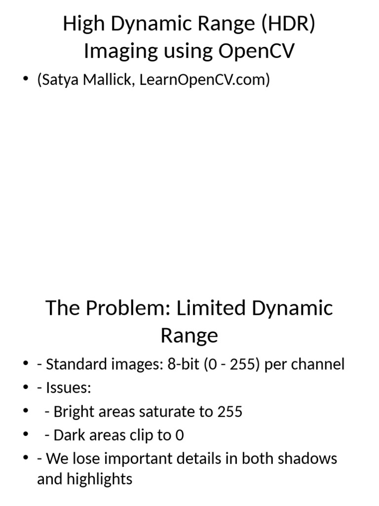 HDR Imaging OpenCV | PDF | Vision | Recording