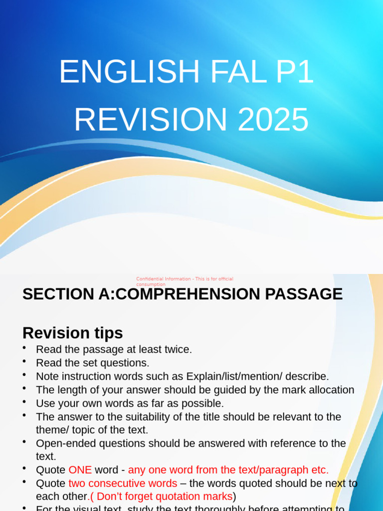 English FAL P1 Revision Guide 2025 | PDF | Verb | Grammatical Tense