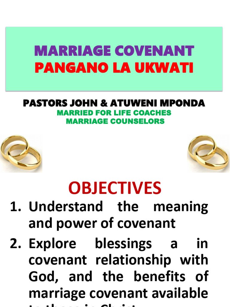 1 Marriage Covenant 160722 | PDF | Covenant (Biblical) | Marriage