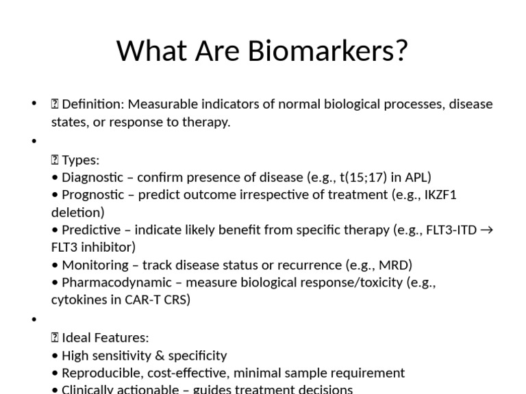 Understanding Biomarkers: Types & Features | PDF