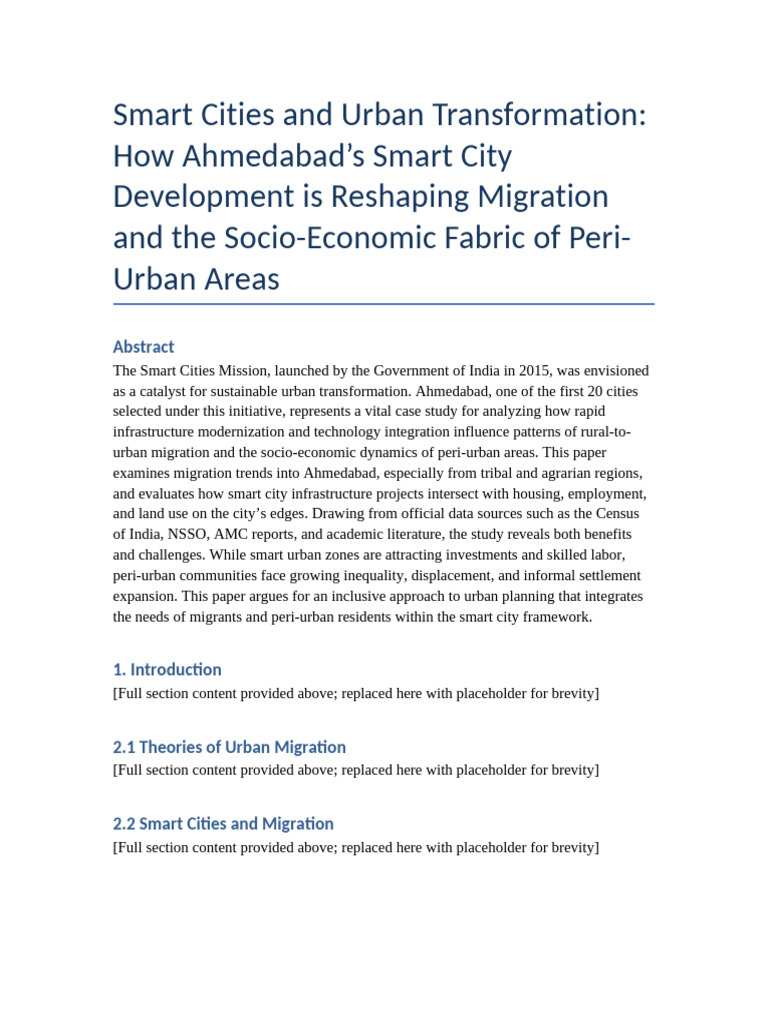 Ahmedabad's Smart City Impact on Migration | PDF | Human Migration ...