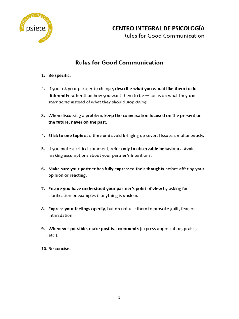 Par.2. Rules for Good Communication | PDF